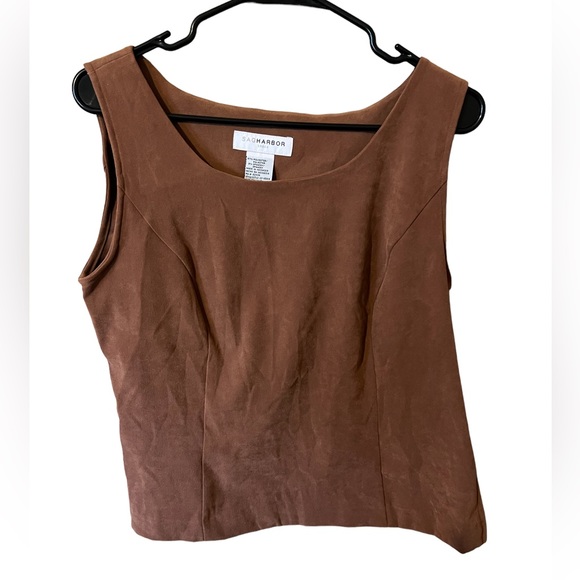 Sag Harbor | Tops | Vintage Sag Harbor Brown Suede Boxy Tank Top | Poshmark